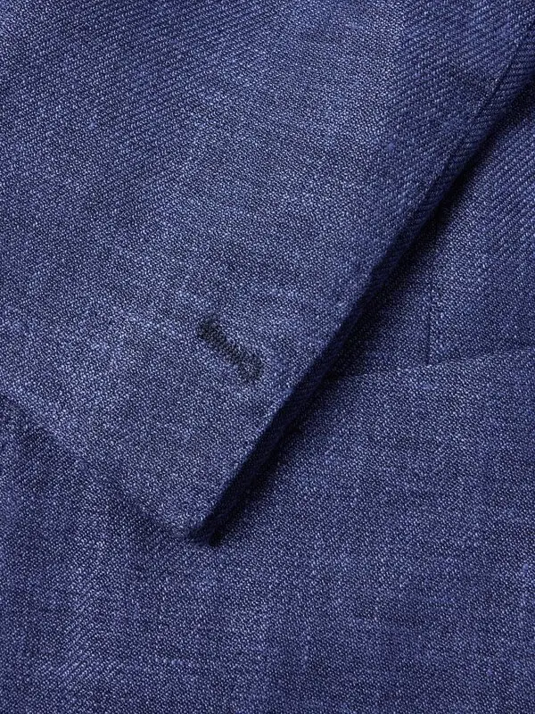 Eleventy Stretch-linen, Wool And Silk-blend Suit Jacket - Blue