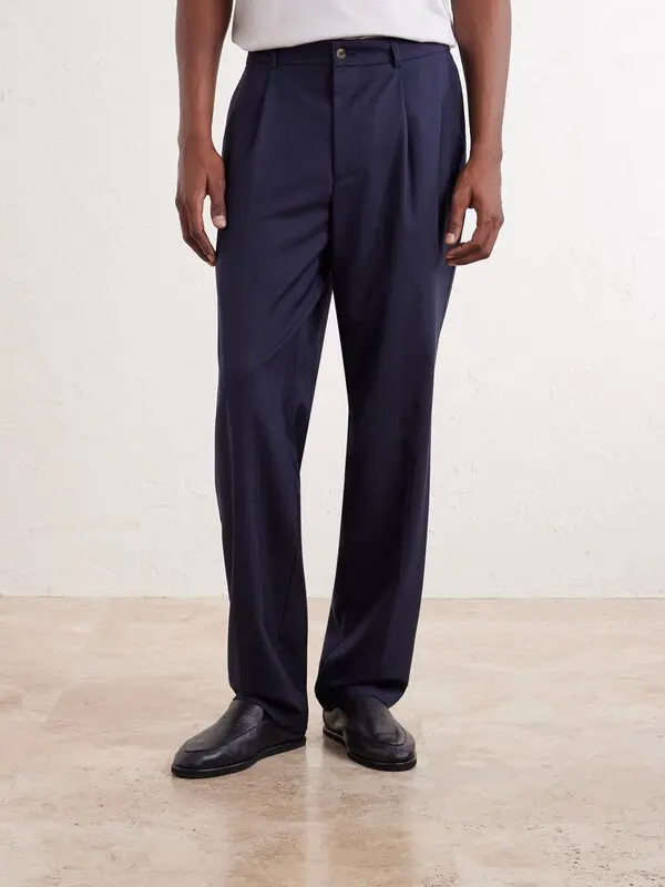 De Bonne Facture Straight-leg Pleated Super 130s Wool Suit Trousers