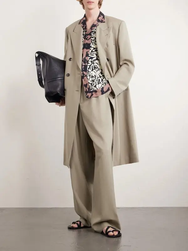 Dries Van Noten Wool And Mohair-blend Twill Coat - Neutrals