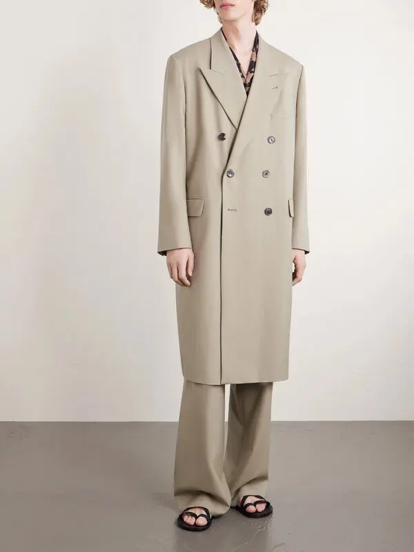 Dries Van Noten Wool And Mohair-blend Twill Coat - Neutrals