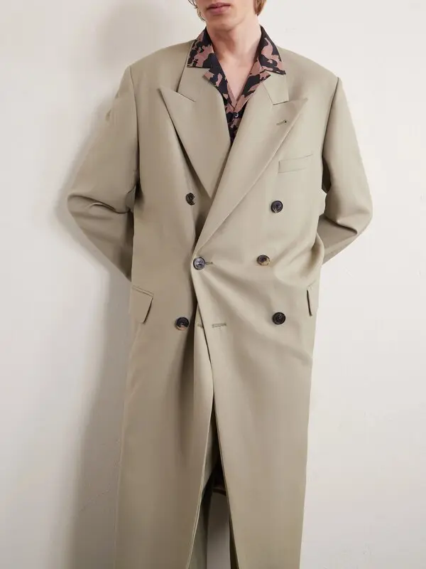 Dries Van Noten Wool And Mohair-blend Twill Coat - Neutrals