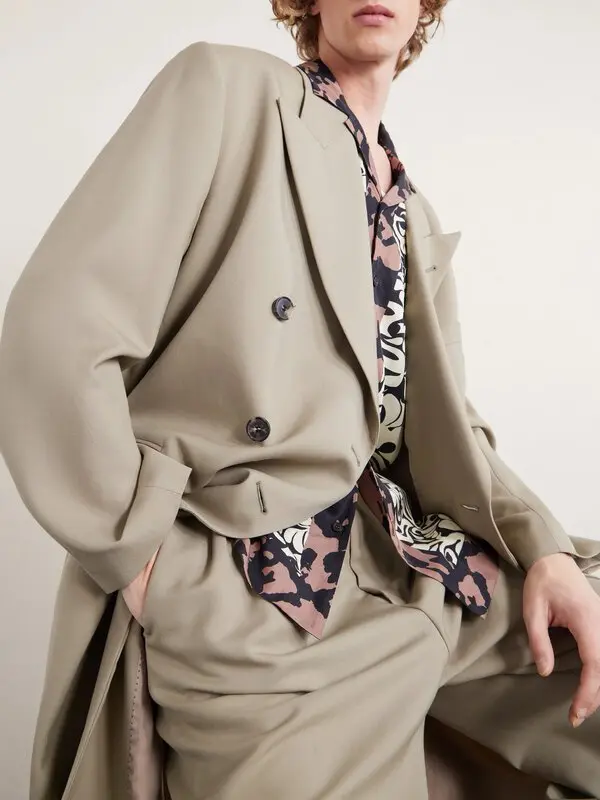 Dries Van Noten Wool And Mohair-blend Twill Coat - Neutrals
