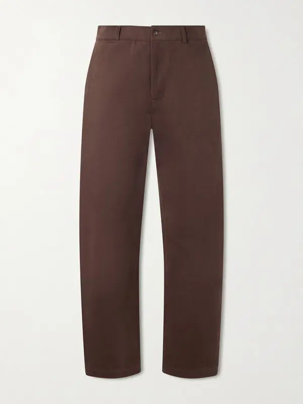 De Bonne Facture Straight-leg Cotton-twill Trousers - Brown