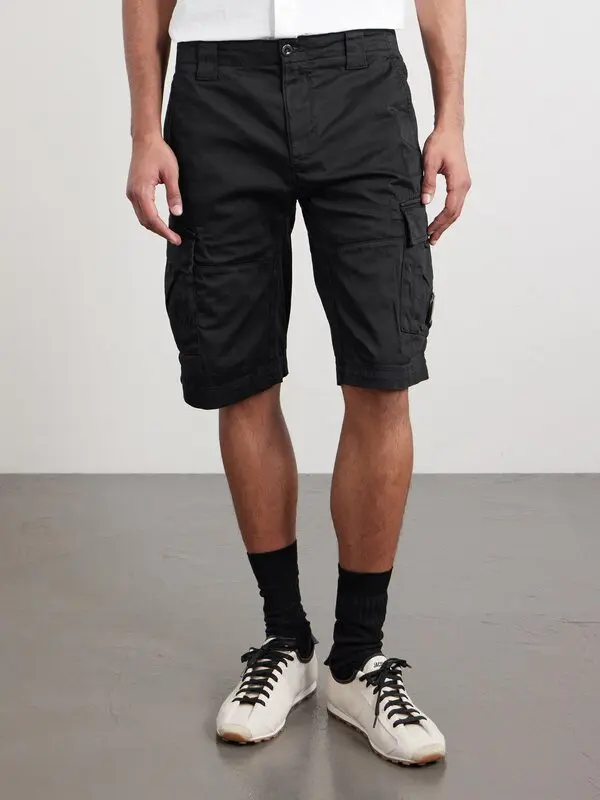 C.P. COMPANY Straight-leg Cotton-blend Cargo Shorts - Black