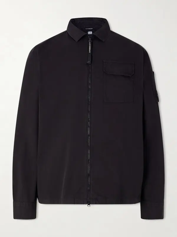C.P. COMPANY Logo-appliquéd Organic Cotton-gabardine Overshirt - Black