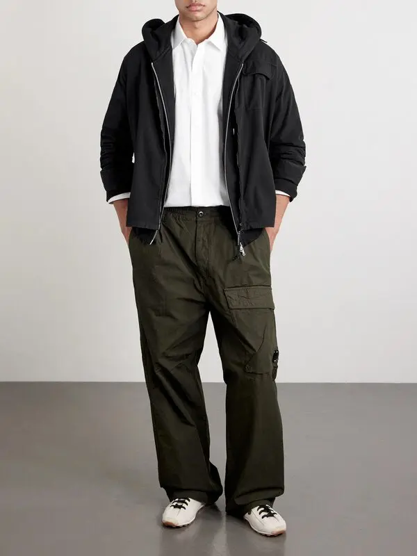 C.P. COMPANY Logo-appliquéd Organic Cotton-gabardine Overshirt - Black