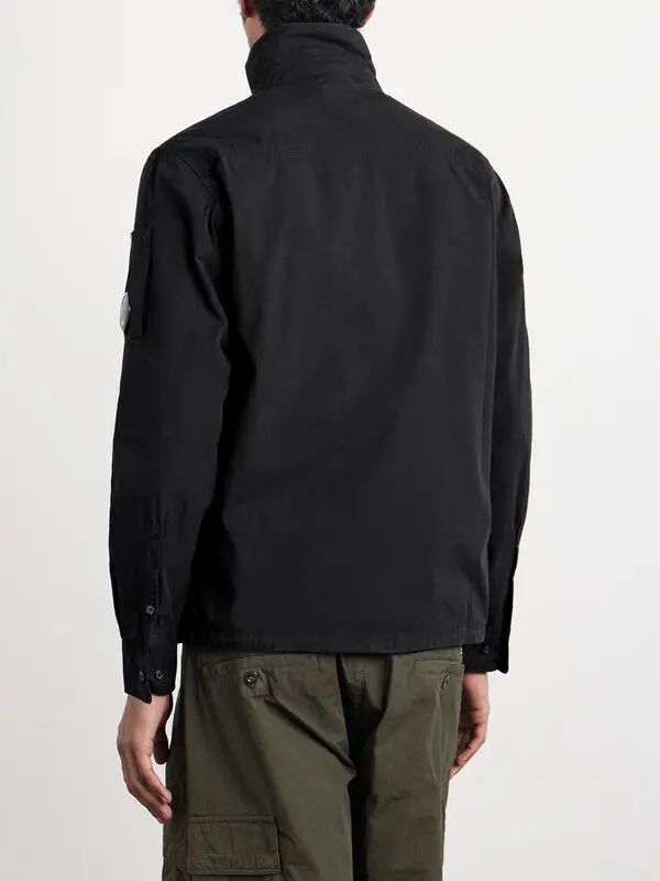 C.P. COMPANY Logo-appliquéd Organic Cotton-gabardine Overshirt - Black