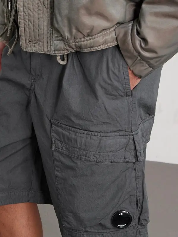 C.P. COMPANY Straight-leg Cotton Reps Cargo Shorts - Gray