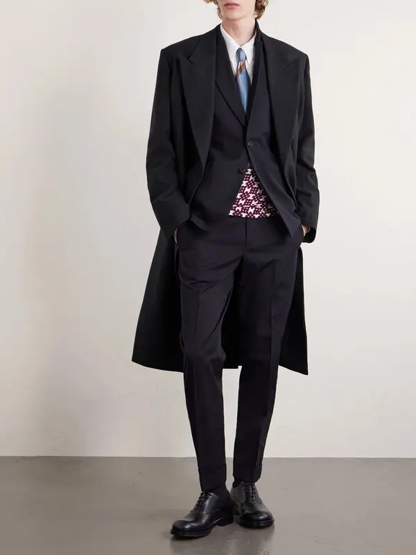 Dries Van Noten Double-breasted Herringbone Coat
