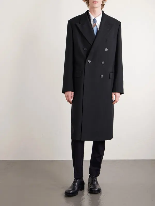 Dries Van Noten Double-breasted Herringbone Coat