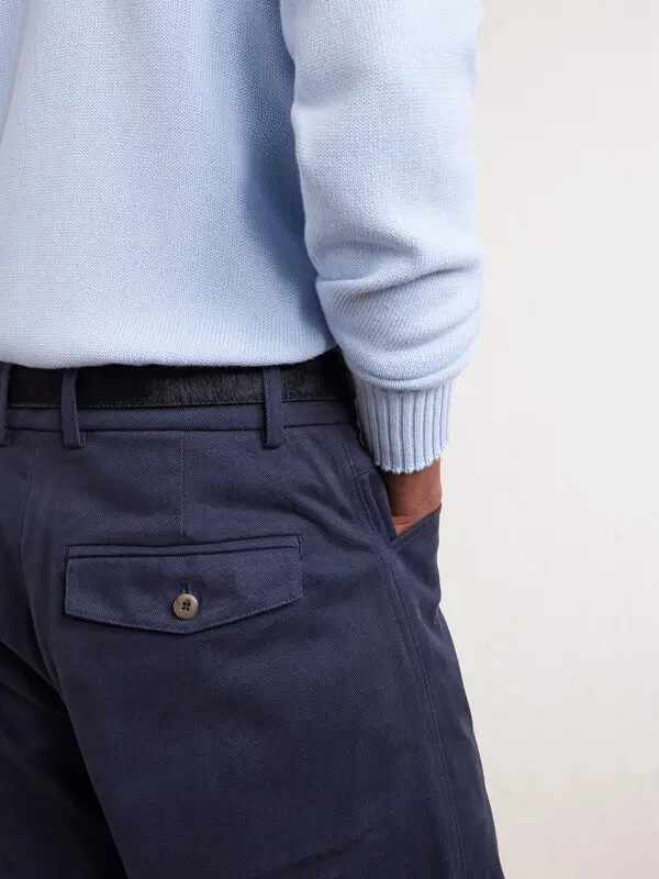 De Bonne Facture Gardian Wide-leg Cotton-twill Trousers - Blue