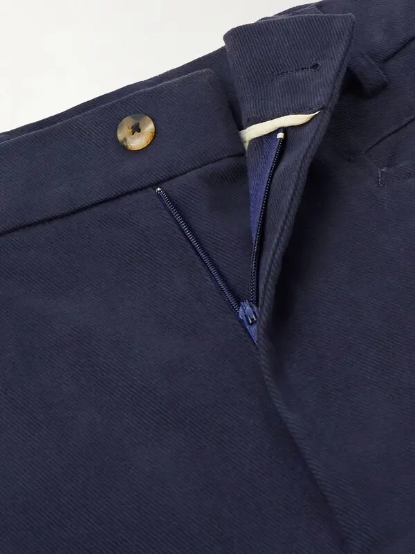De Bonne Facture Gardian Wide-leg Cotton-twill Trousers - Blue