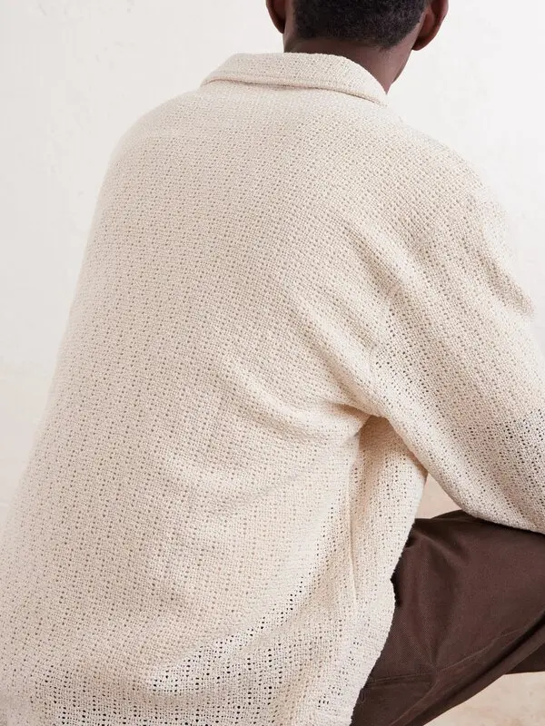 De Bonne Facture Holiday Camp-collar Crocheted Cotton Shirt