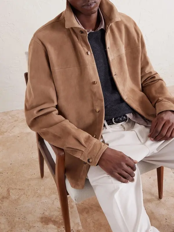Boglioli Suede Overshirt - Neutrals