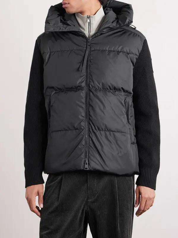 Canada Goose Hybridge® Wool And Quilted Shell Hooded Down Jacket - Black