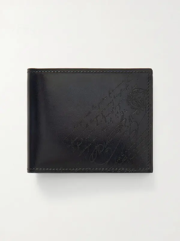 Berluti Makore Slim Scritto Venezia Leather Billfold Wallet - Black