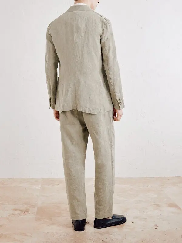 Barena Venezia Siroco Marte Double-breasted Linen Suit Jacket - Green