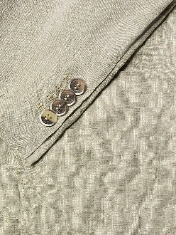 Barena Venezia Siroco Marte Double-breasted Linen Suit Jacket - Green