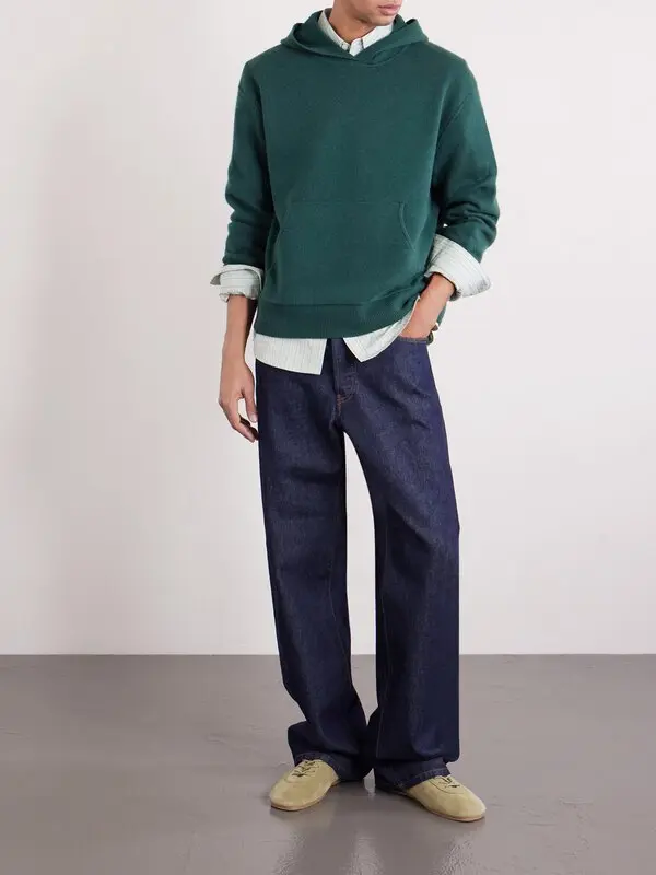 Acne Studios Logo-appliquéd Cashmere-blend Hoodie - Green