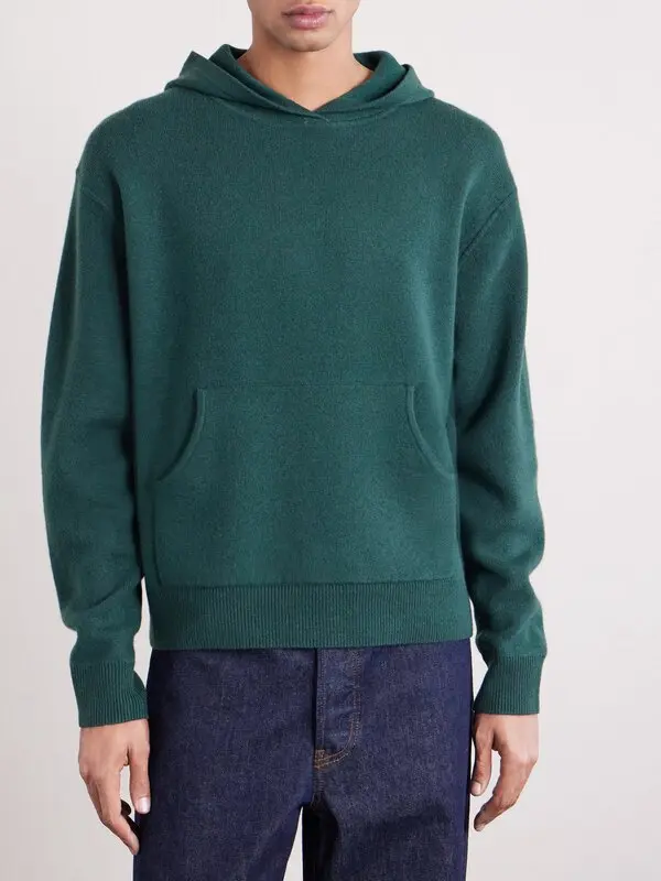 Acne Studios Logo-appliquéd Cashmere-blend Hoodie - Green
