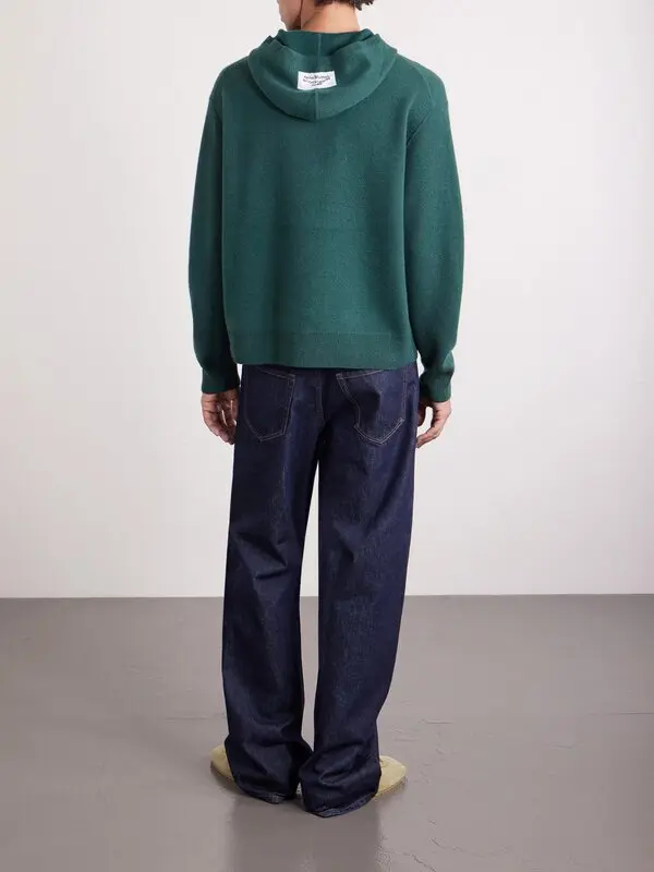 Acne Studios Logo-appliquéd Cashmere-blend Hoodie - Green