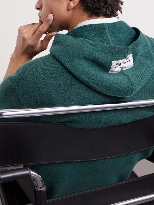 Acne Studios Logo-appliquéd Cashmere-blend Hoodie - Green