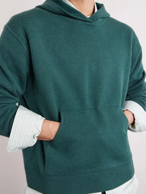 Acne Studios Logo-appliquéd Cashmere-blend Hoodie - Green
