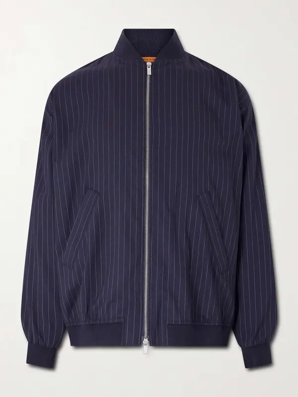 Barena Venezia Gabier Fulgor Striped Wool-blend Bomber Jacket - Navy