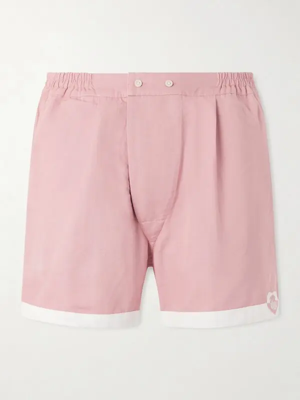 BODE Heart Deco Straight-leg Cotton-faille Shorts