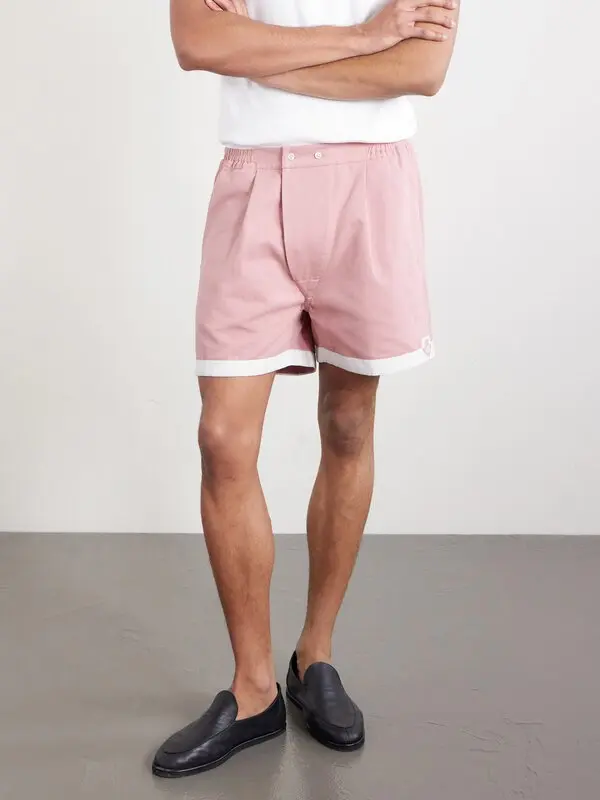 BODE Heart Deco Straight-leg Cotton-faille Shorts