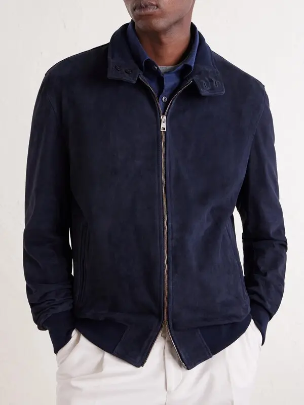 Boglioli Suede Bomber Jacket - Blue