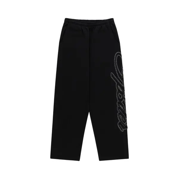 SP5DER Rhinestone Script Wide-leg Sweatpants
