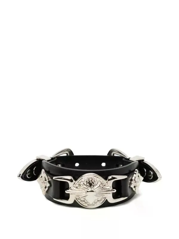 Toga Buckle Embellished Leather Bracelet - Silver