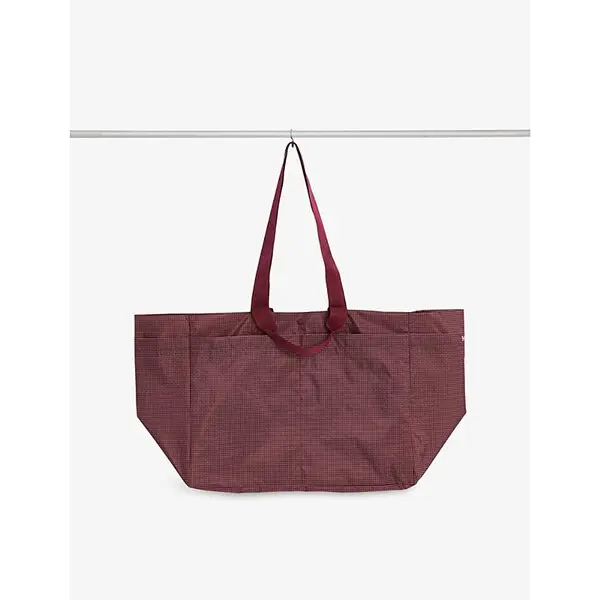 HAY Grid Medium Weekend Woven Tote Bag - Burgundy