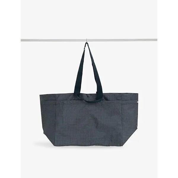 HAY Grid Medium Weekend Woven Tote Bag - Dark Blue