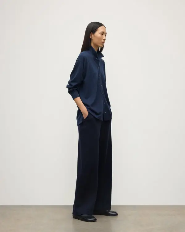 Johnstons Of Elgin Cashmere Jersey Knit Trouser - Navy