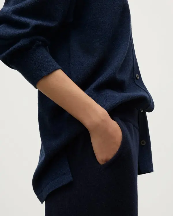 Johnstons Of Elgin Cashmere Jersey Knit Trouser - Navy
