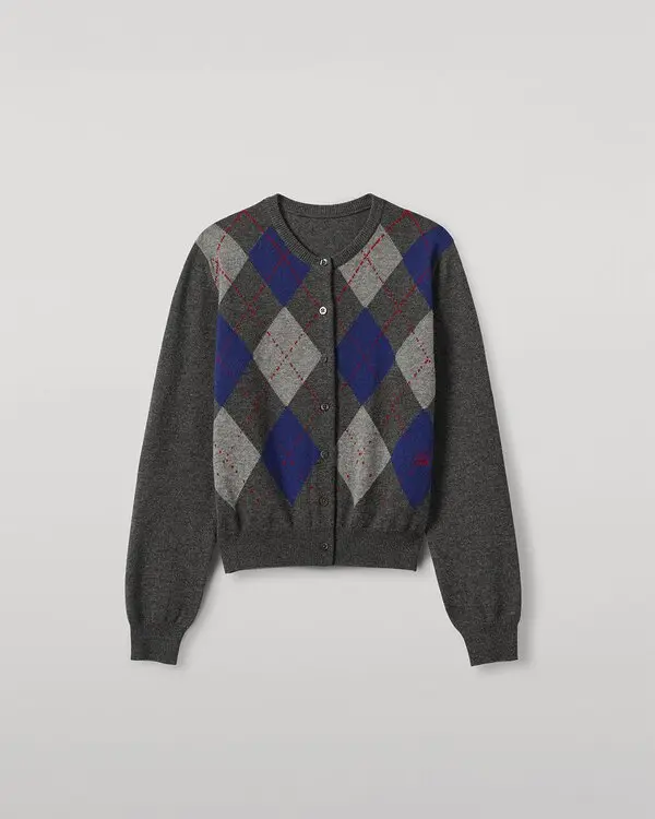 Johnstons Of Elgin Clan Argyle Cashmere Cardigan - Grey