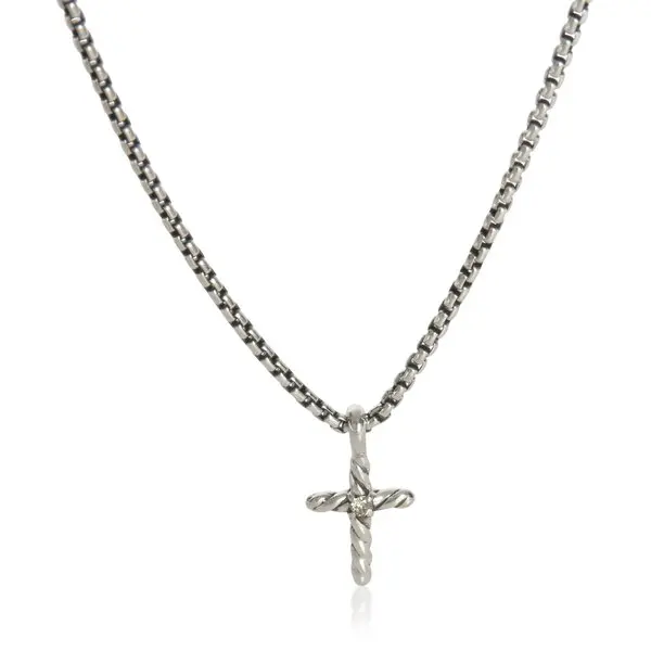 David Yurman Sterling Silver Diamond Cable Classics Cross Pendant