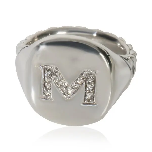 David Yurman Sterling Silver Diamond Signet Ring - Sterling_silver