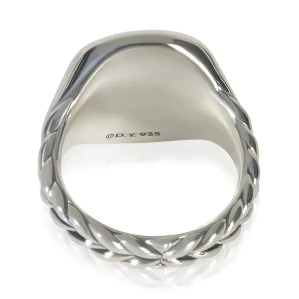 David Yurman Sterling Silver Diamond Signet Ring