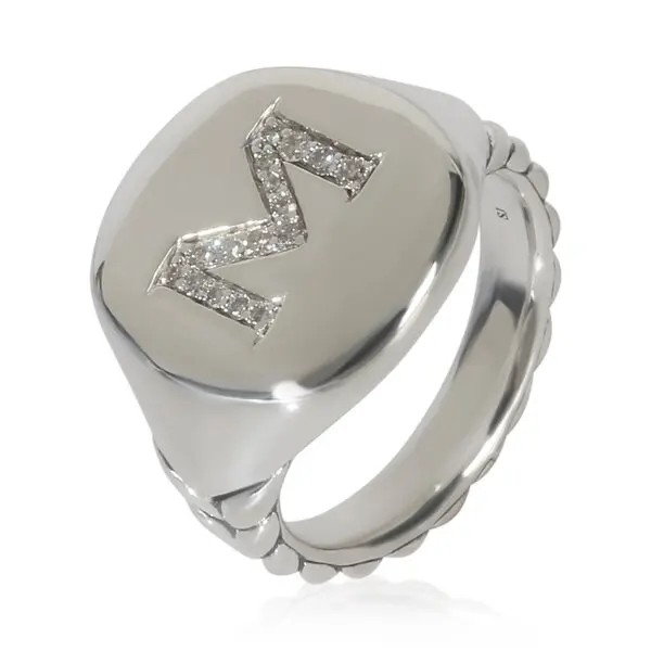 David Yurman Sterling Silver Diamond Signet Ring