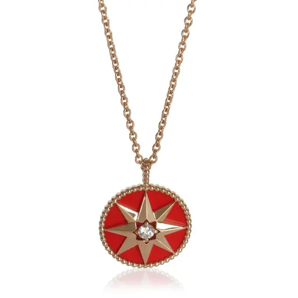 Dior Rose Des Vents Carnelian And Diamond Pendant - Rose_gold