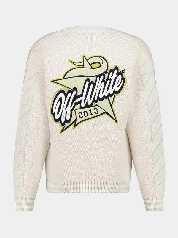 Off-White Star Varsity Knit Cardigan - Cream