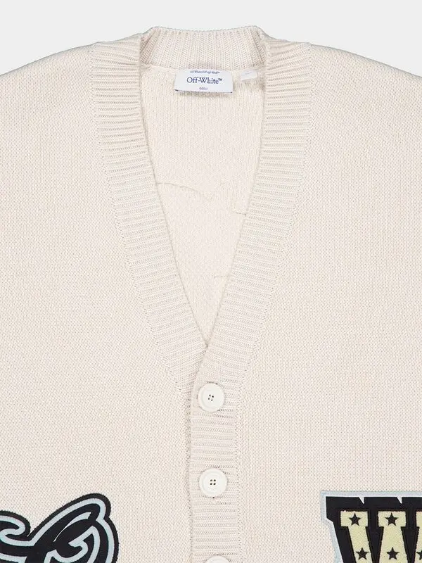 Off-White Star Varsity Knit Cardigan - Cream