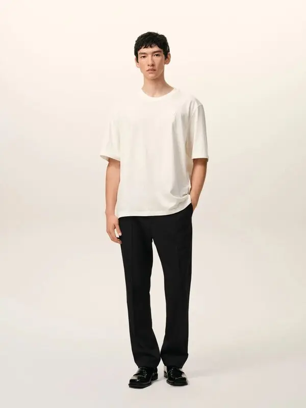 AMI Paris Wool Gabardine Elasticated Waist Trousers - Black