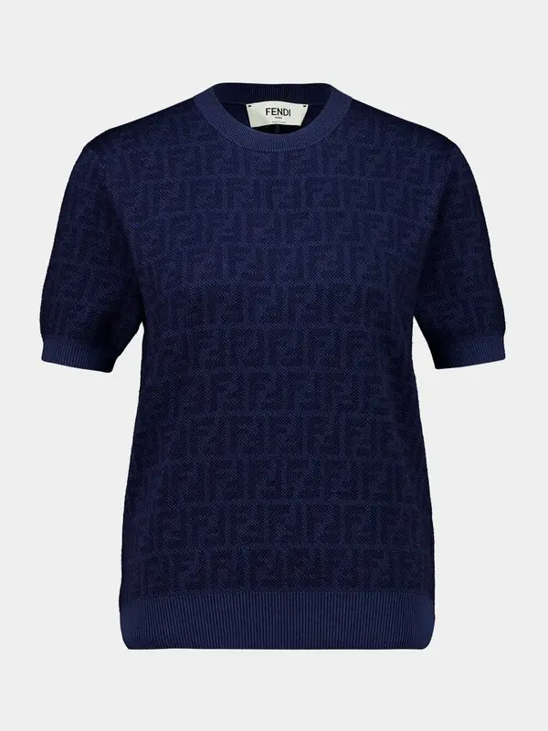 Fendi Ff Denim Knit Pullover - Blue