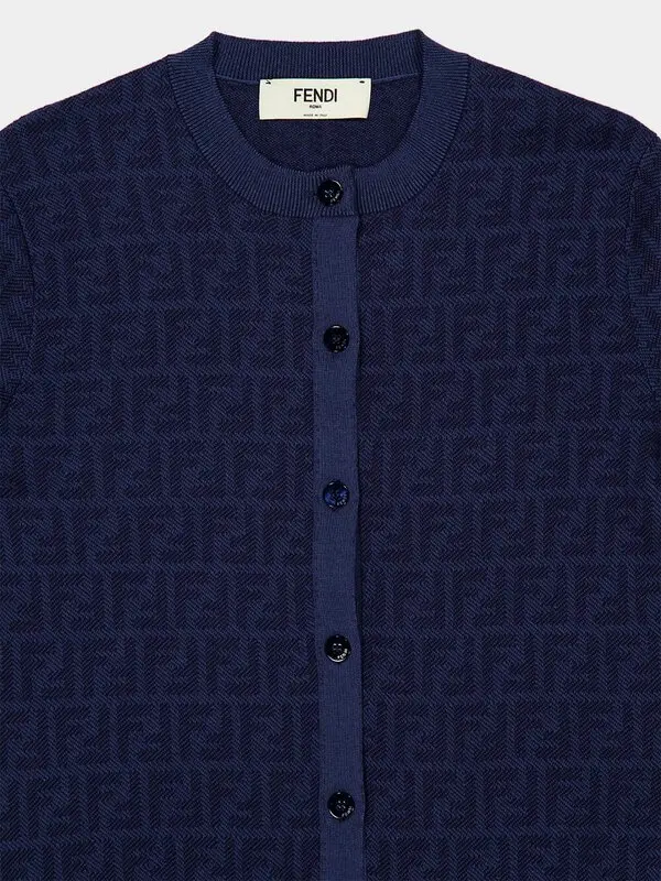 Fendi Ff Wool Cardigan - Blue