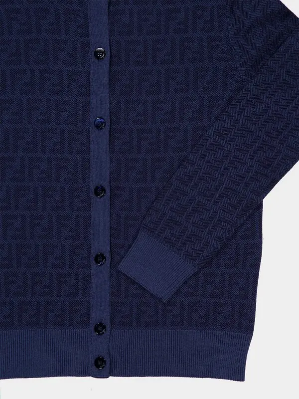 Fendi Ff Wool Cardigan - Blue