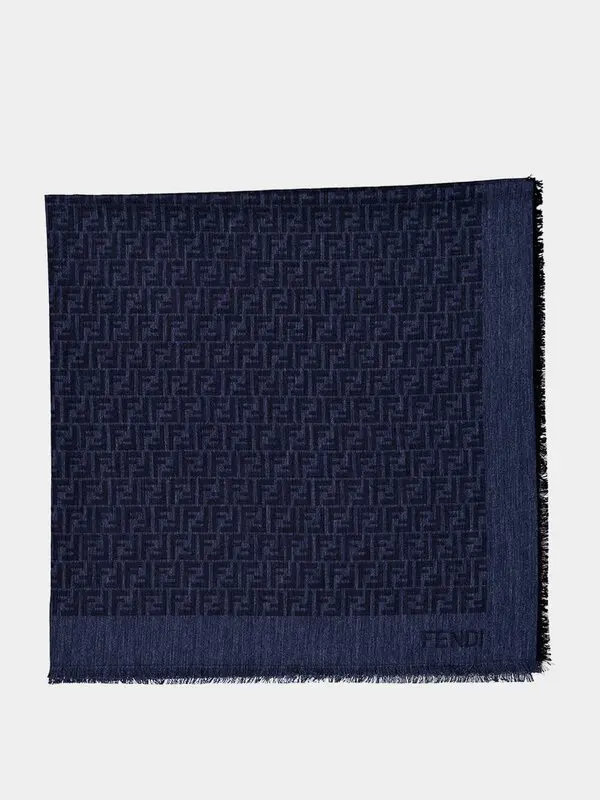 Fendi Ff Cotton Wool Shawl - Blue